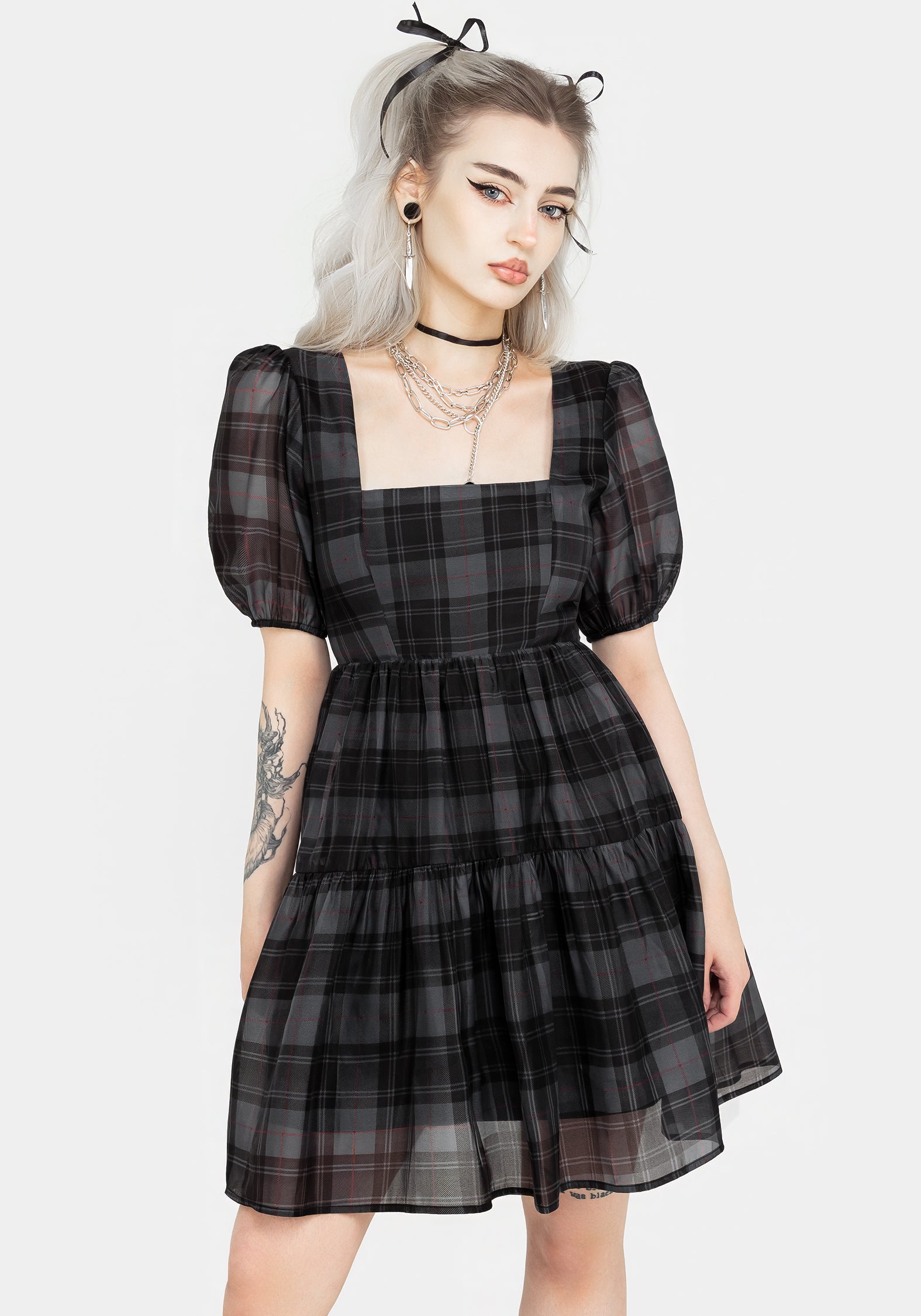 Disturbia | Salome Organza Check Mini Dress | Dresses