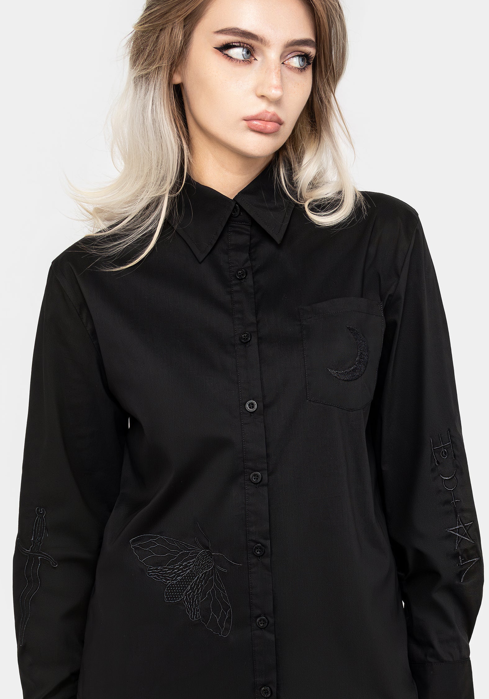 Disturbia | Amon Embroidered Shirt | Tops