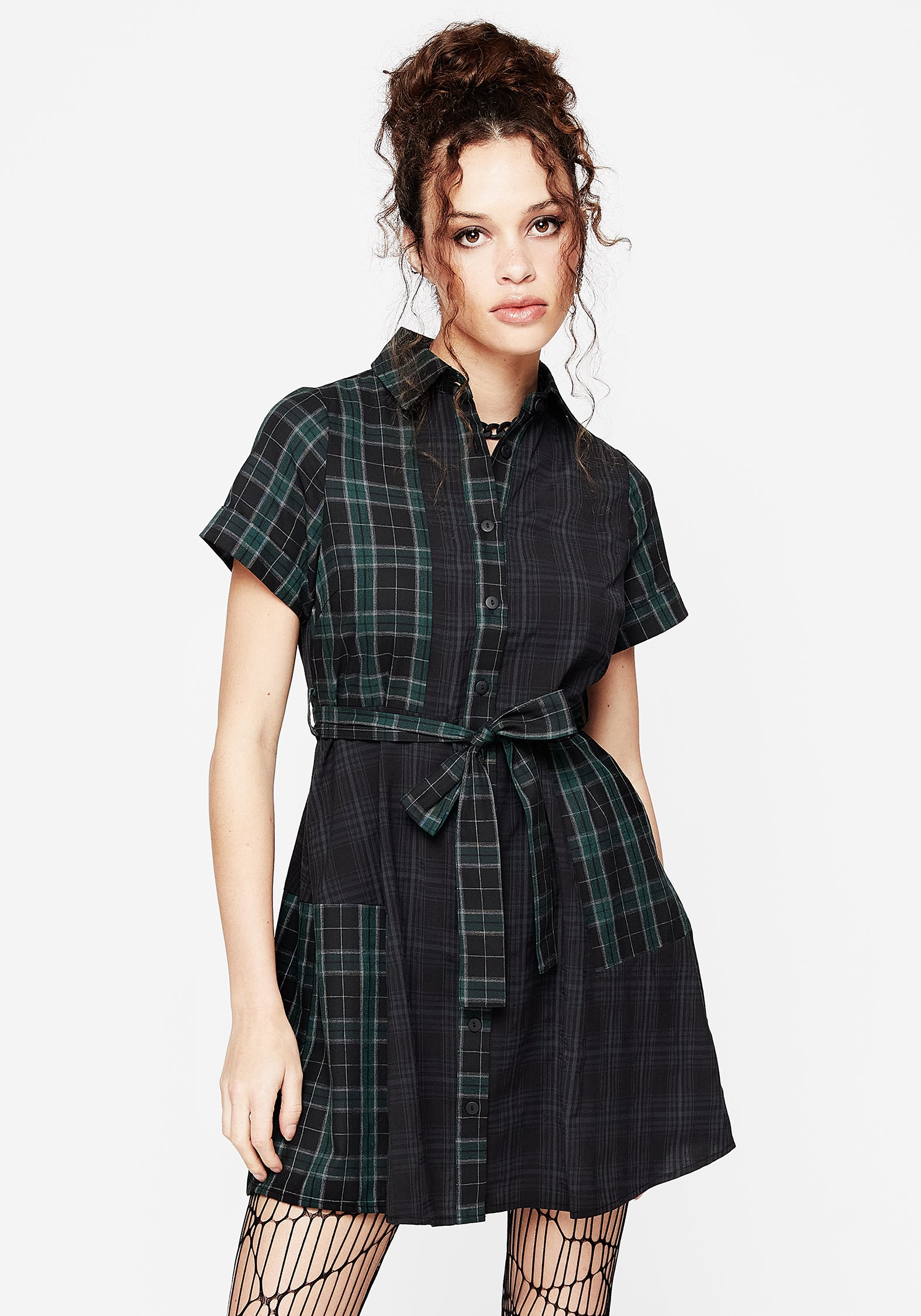 Disturbia | Analogue Check Cotton Mini Shirt Dress | Dresses