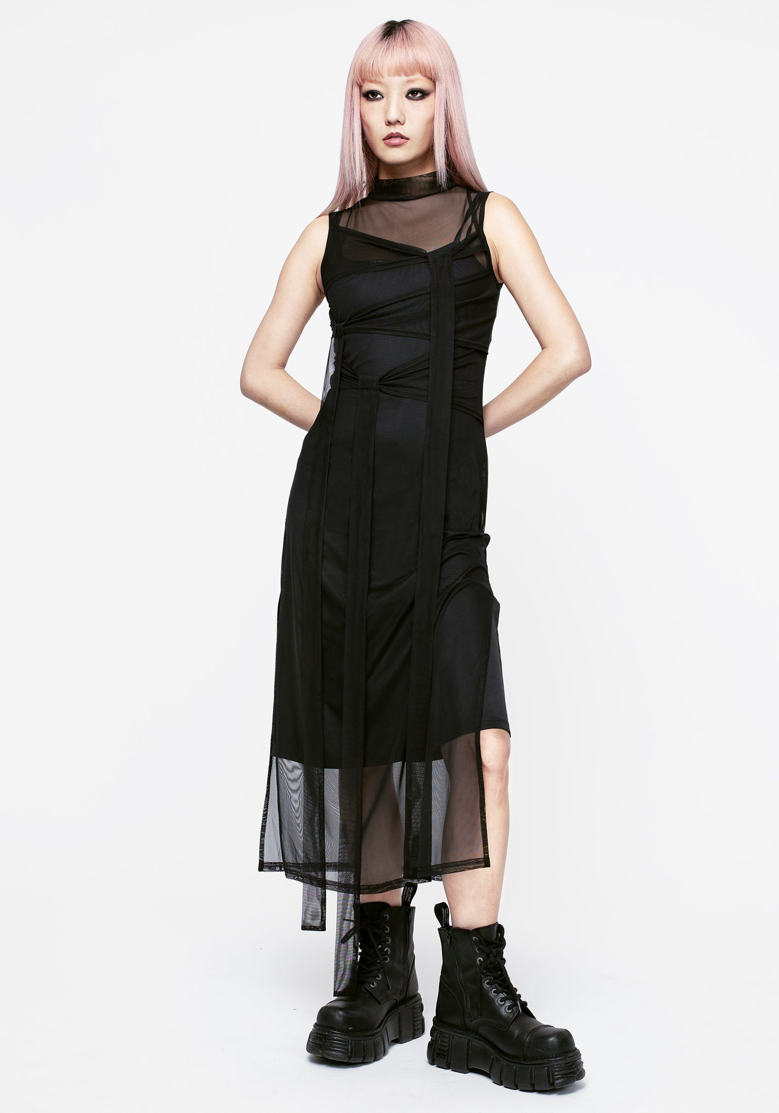Disturbia | Madison Ruched Mesh Midaxi Dress | Dresses