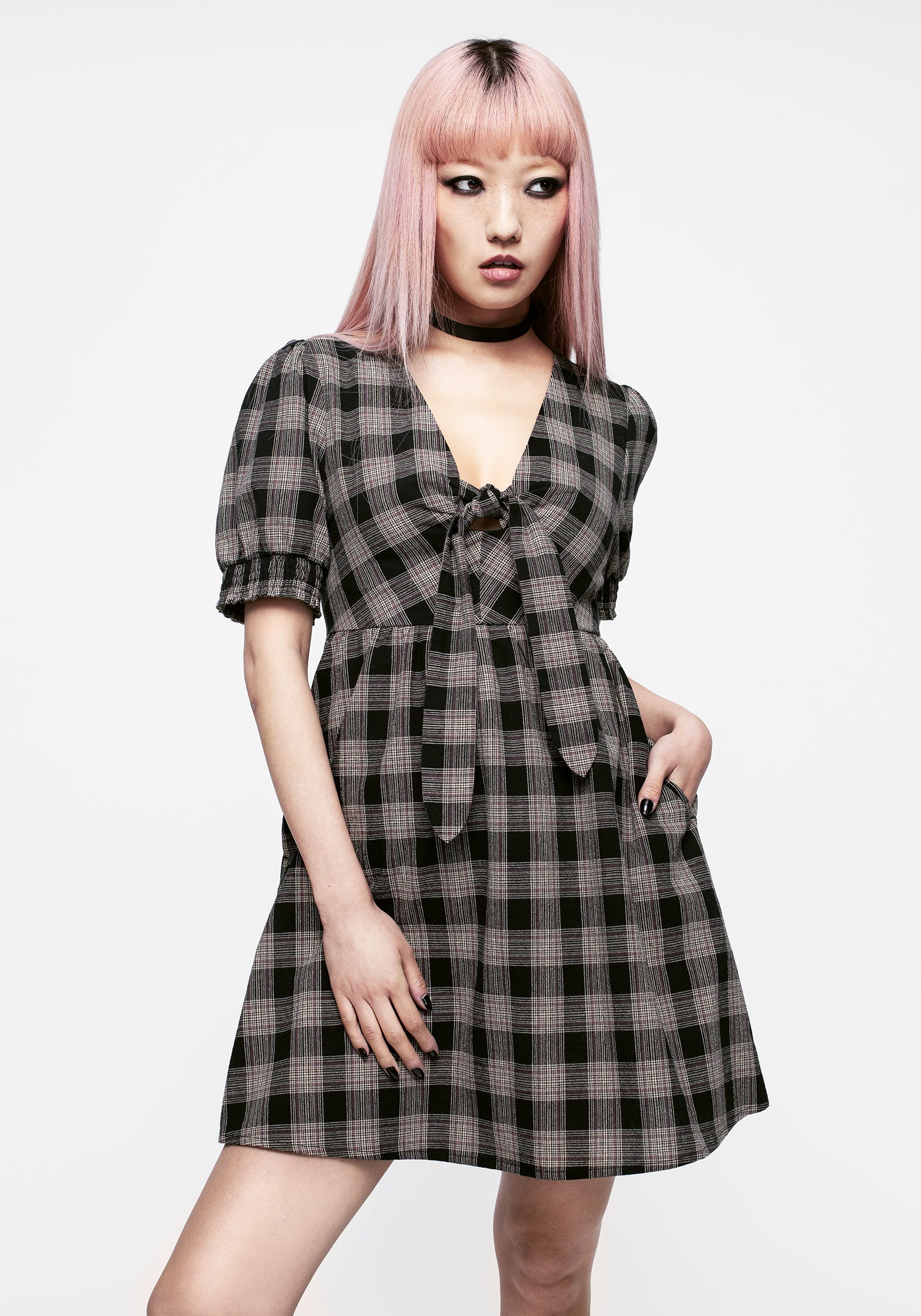 Glenda Check Mini Dress – Disturbia