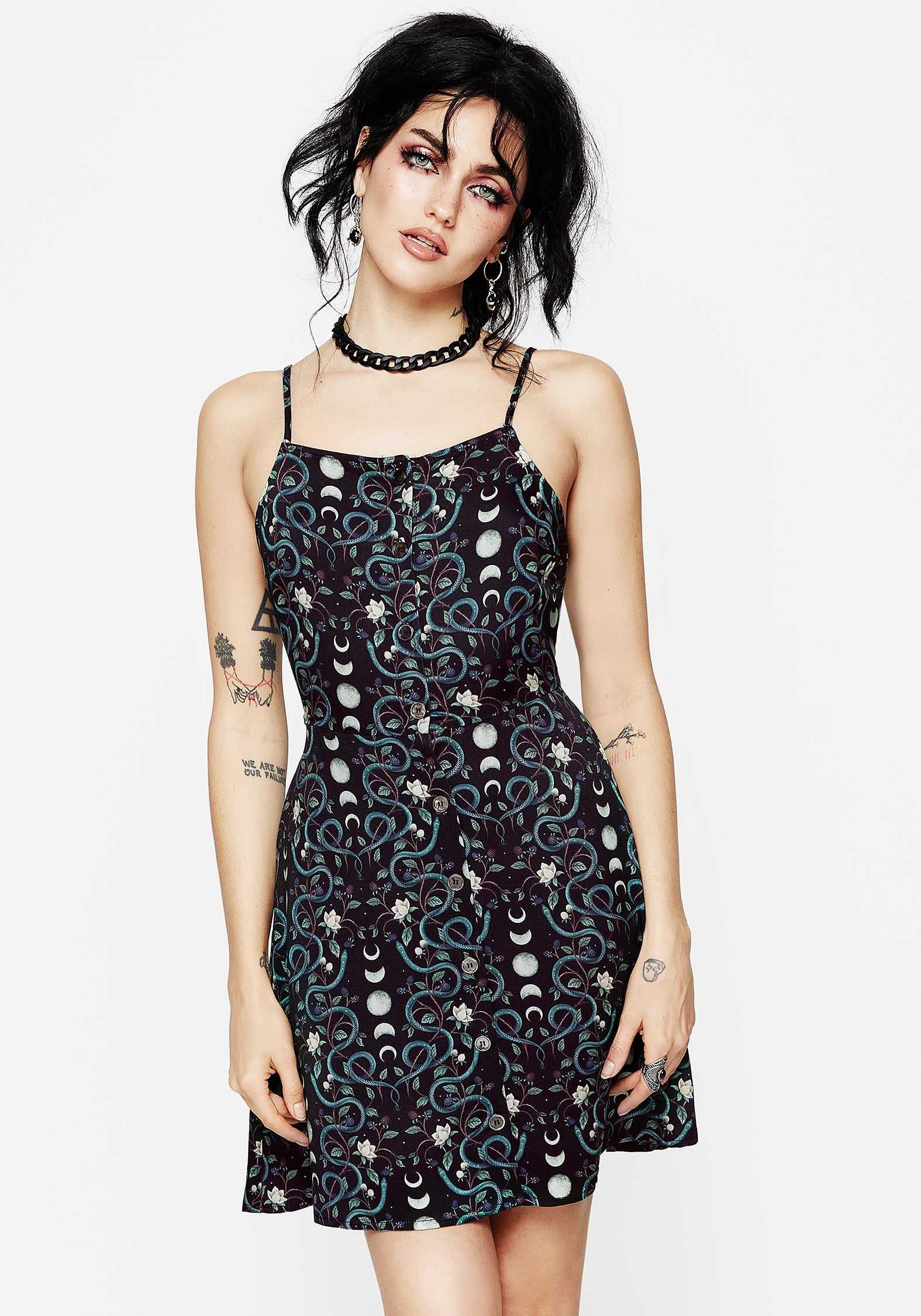 Disturbia | Pythia Button Up Mini Apron Dress | Dresses