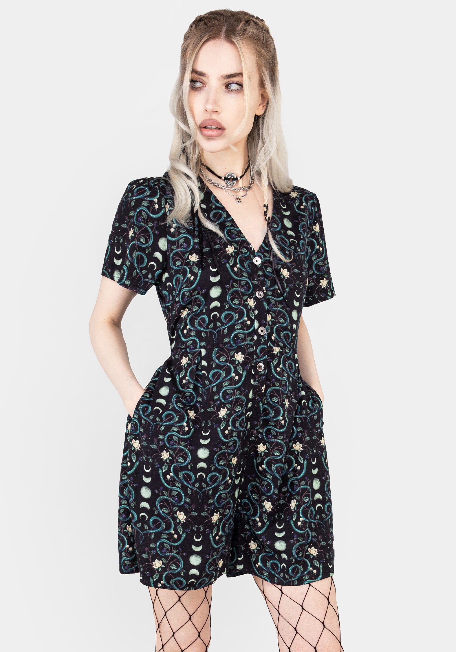 Disturbia | Pythia Button Up Playsuit | Playsuits