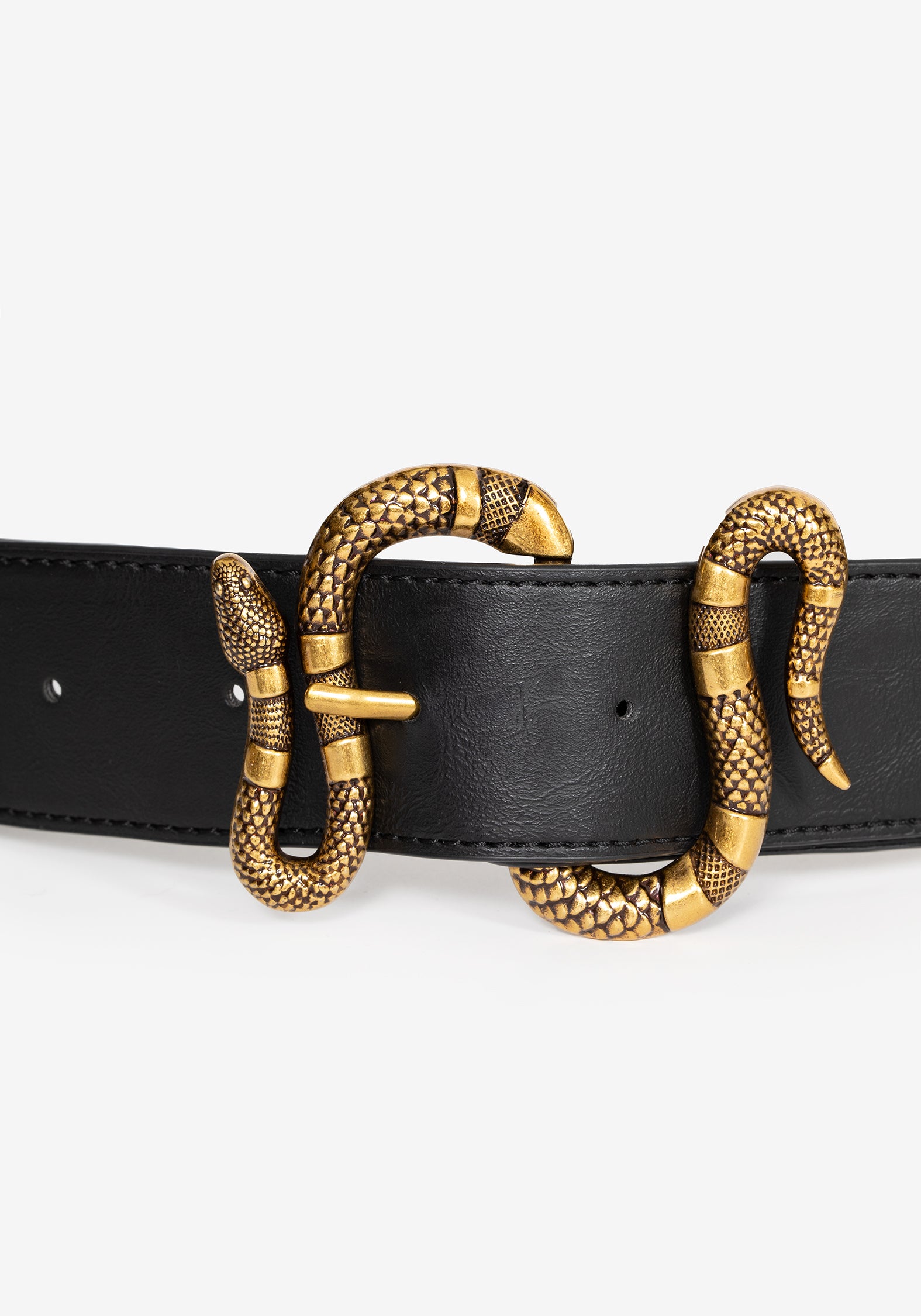 Disturbia | Mamba Debossed Belt With Snake Buckle - Brass | Belts