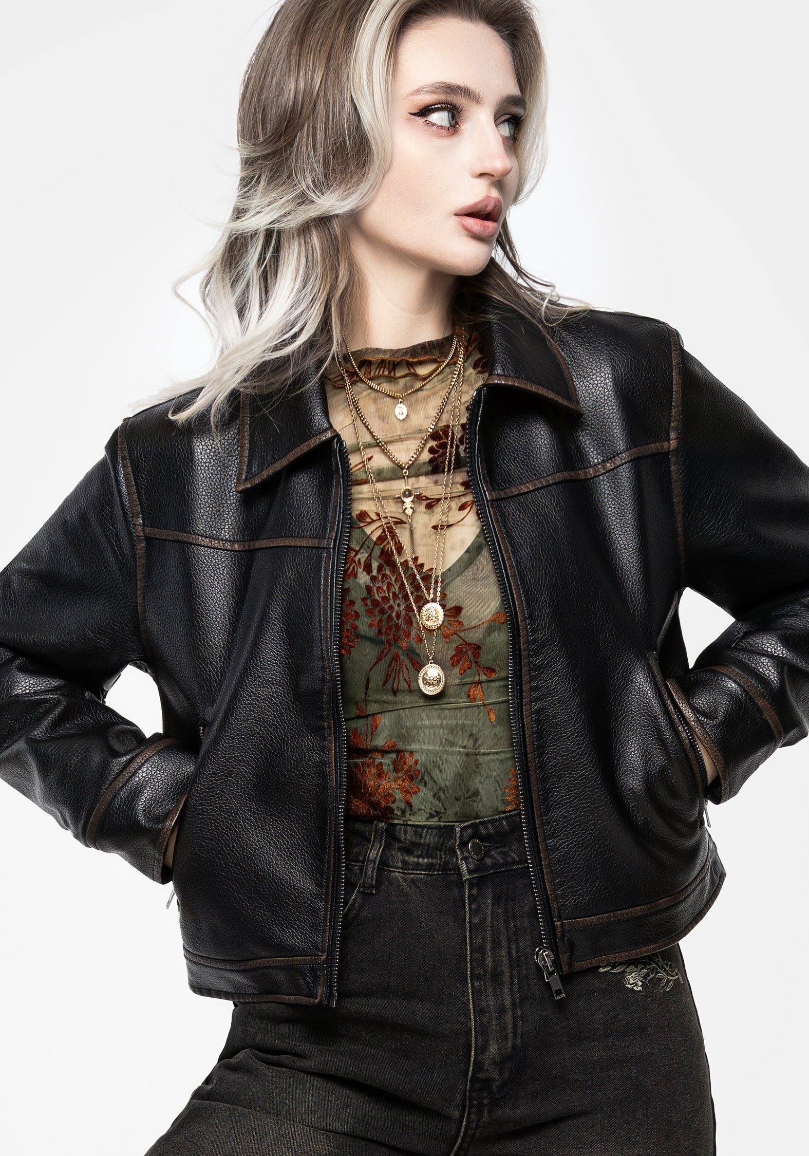 Disturbia | Ermania Crop Faux Leather Jacket | Jackets