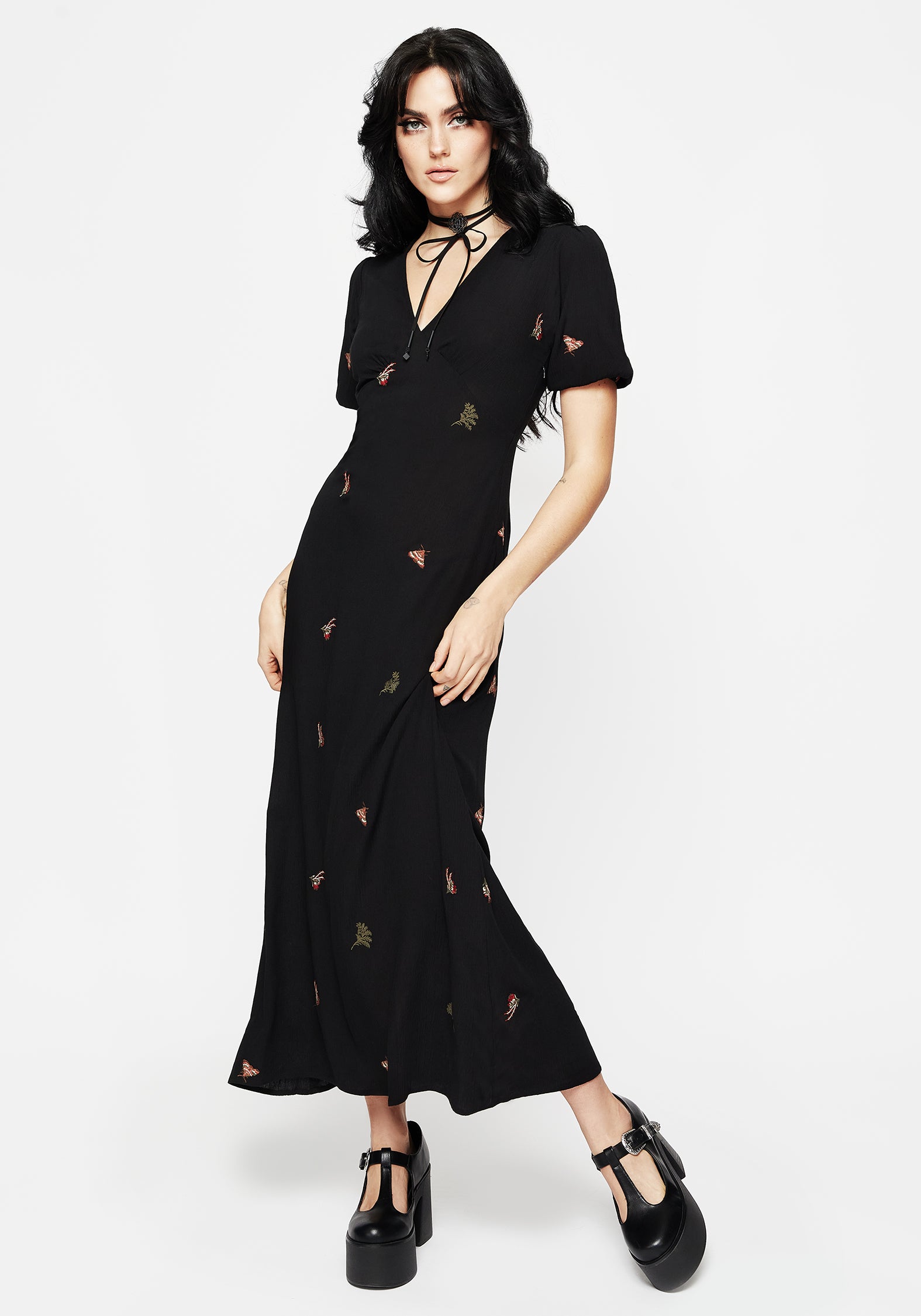 Disturbia | Copia Moth Embroidered Maxi Dress | Dresses