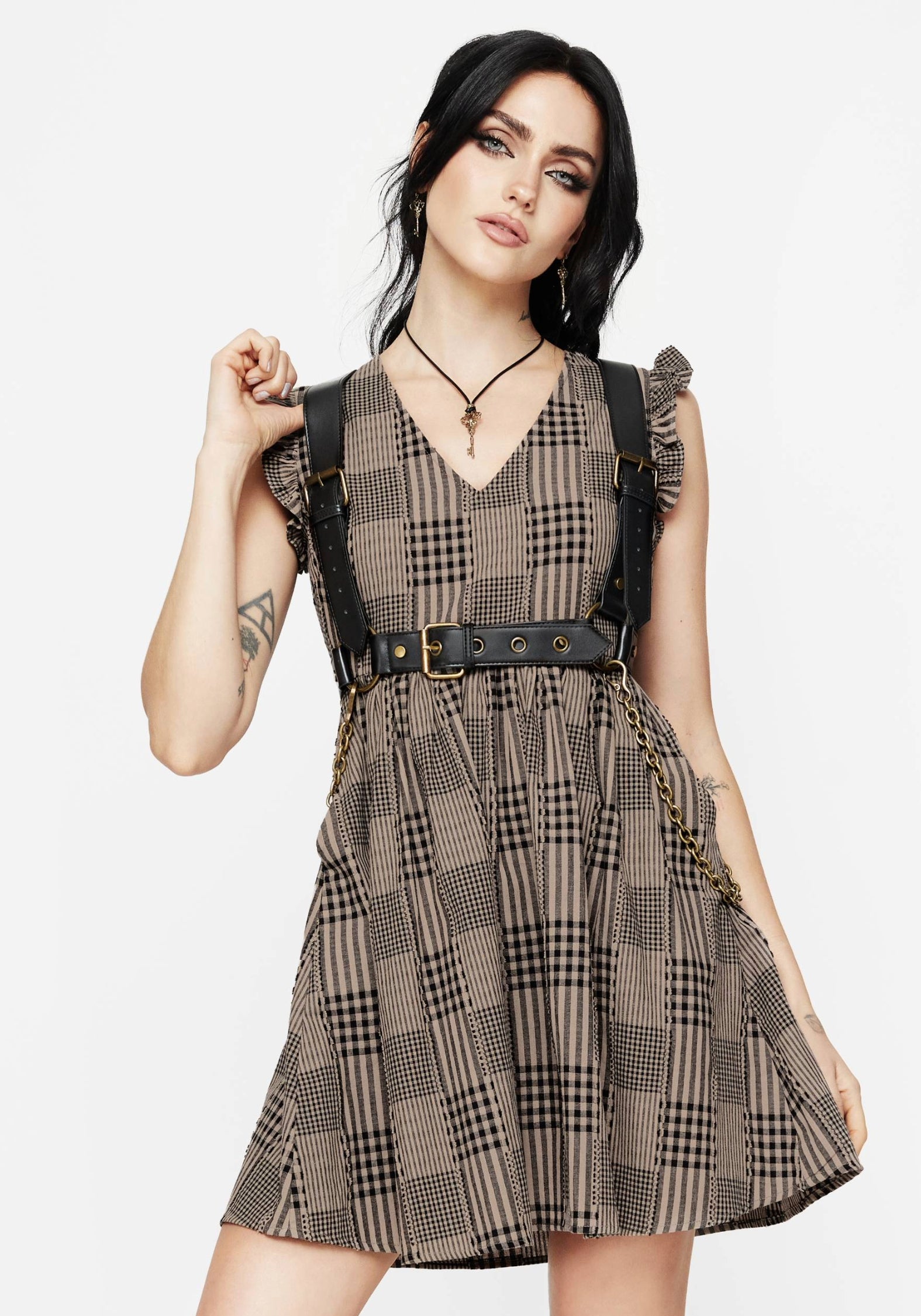 Disturbia | Mabel Check Mini Skater Dress | Dresses