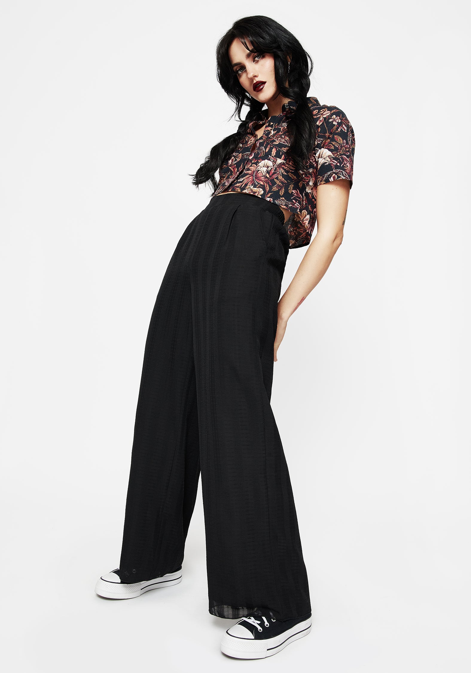 Tabitha Wide Leg Check Trousers – Disturbia