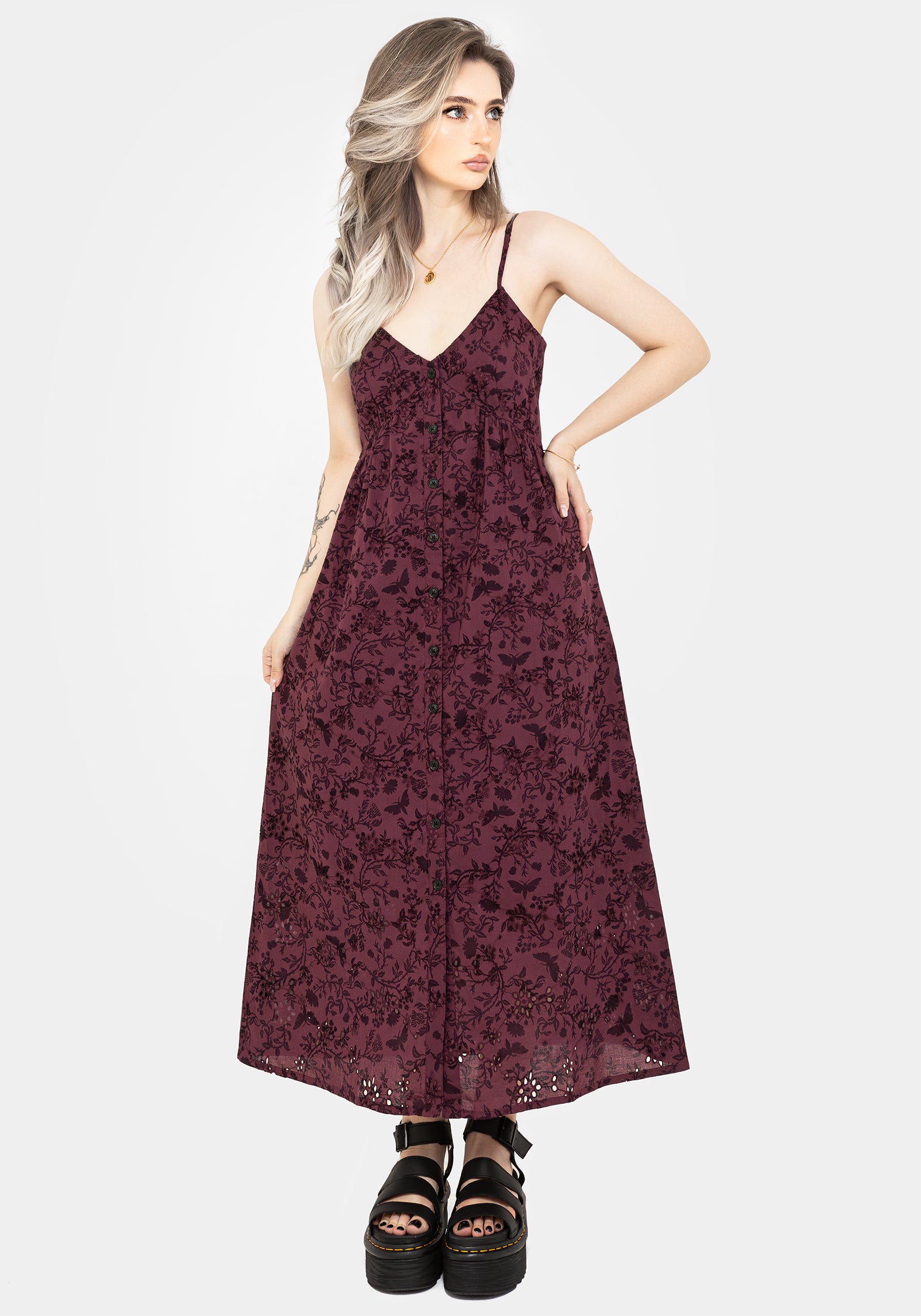 Morgana Cotton Broderie Cami Midaxi Dress – Disturbia
