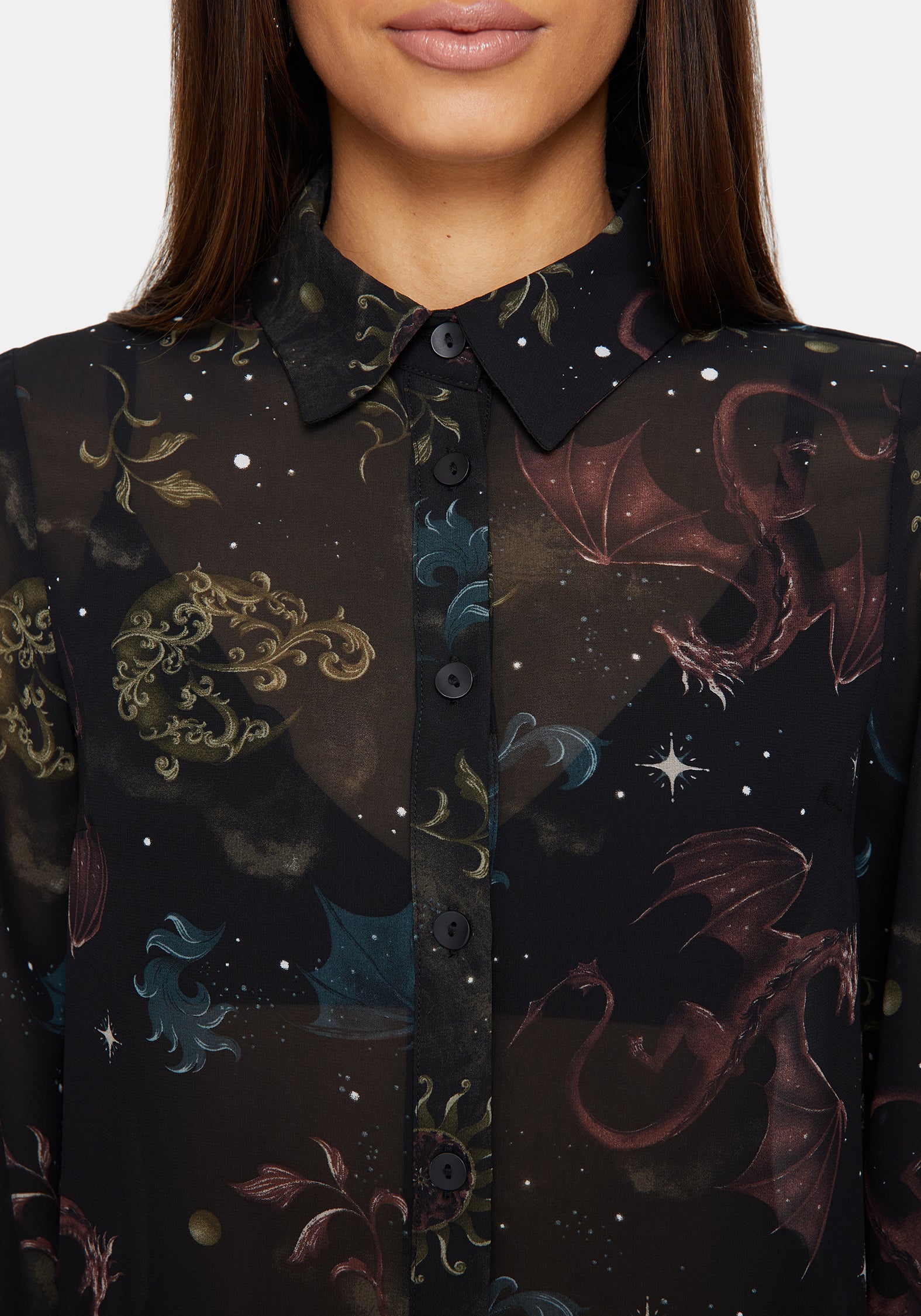 Phoenix Dragon Chiffon Blouse – Disturbia