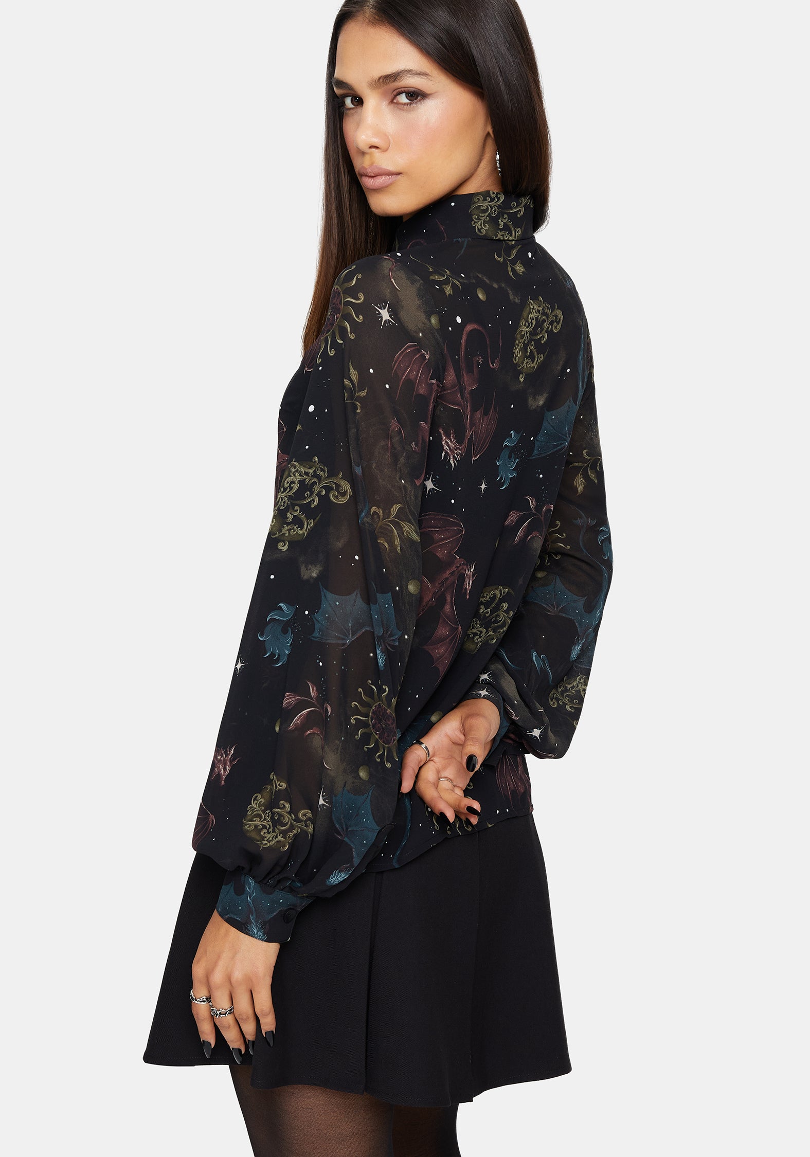 Phoenix Dragon Chiffon Blouse – Disturbia