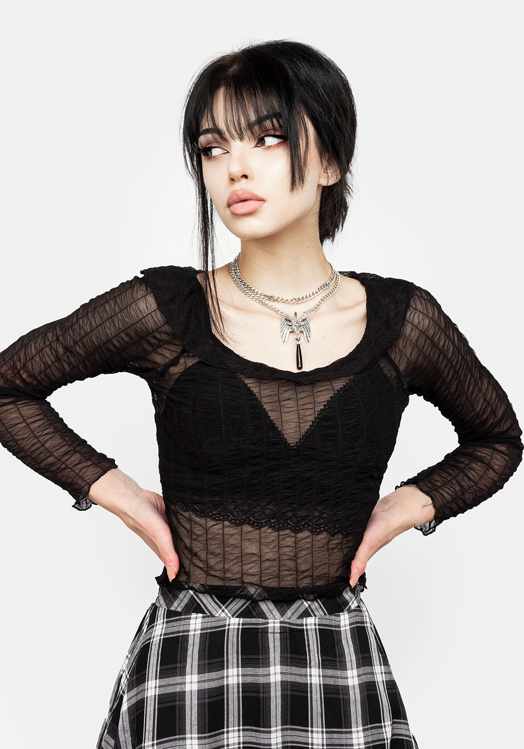 Disturbia | Whisper Gathered Mesh Top | Tops