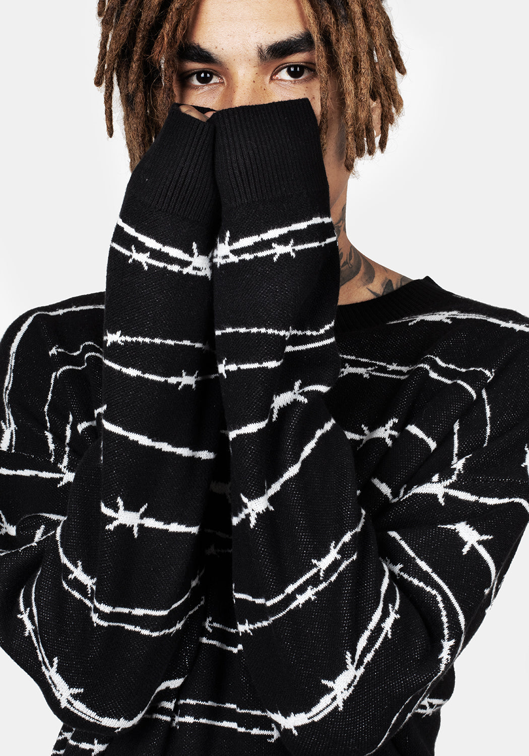 Barbed-Longline-Crew-Neck-Jumper – Disturbia