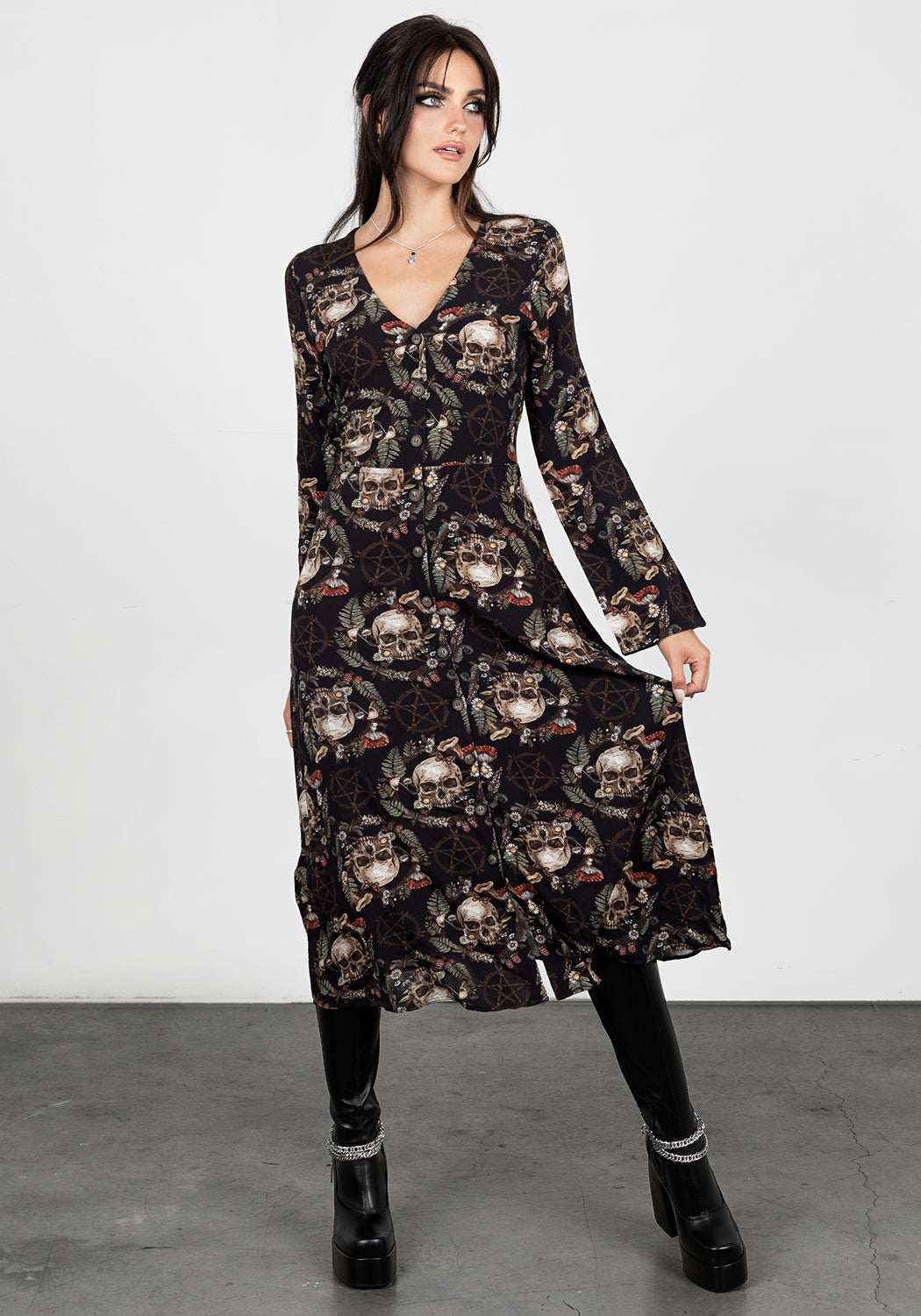 Disturbia | Goliath Flared Sleeve Midaxi Dress | Dresses