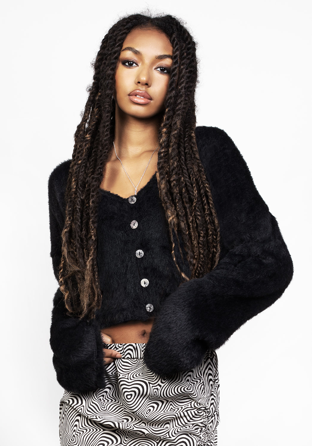 Disturbia | Binx Fluffy Relaxed V-Neck Cardi | Cardigans