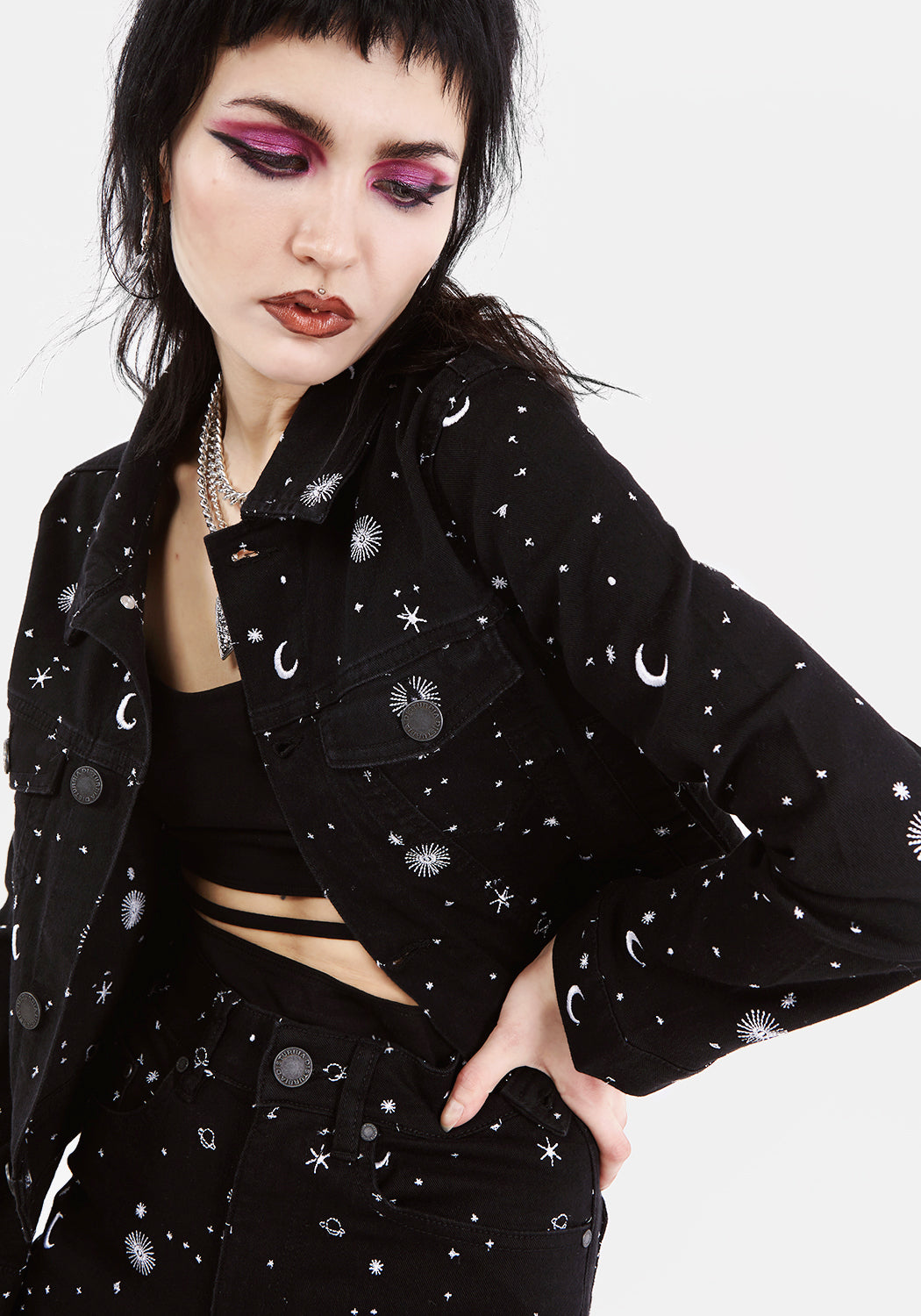 Disturbia | CELESTIAL EMBROIDERED DENIM JACKET | Jackets