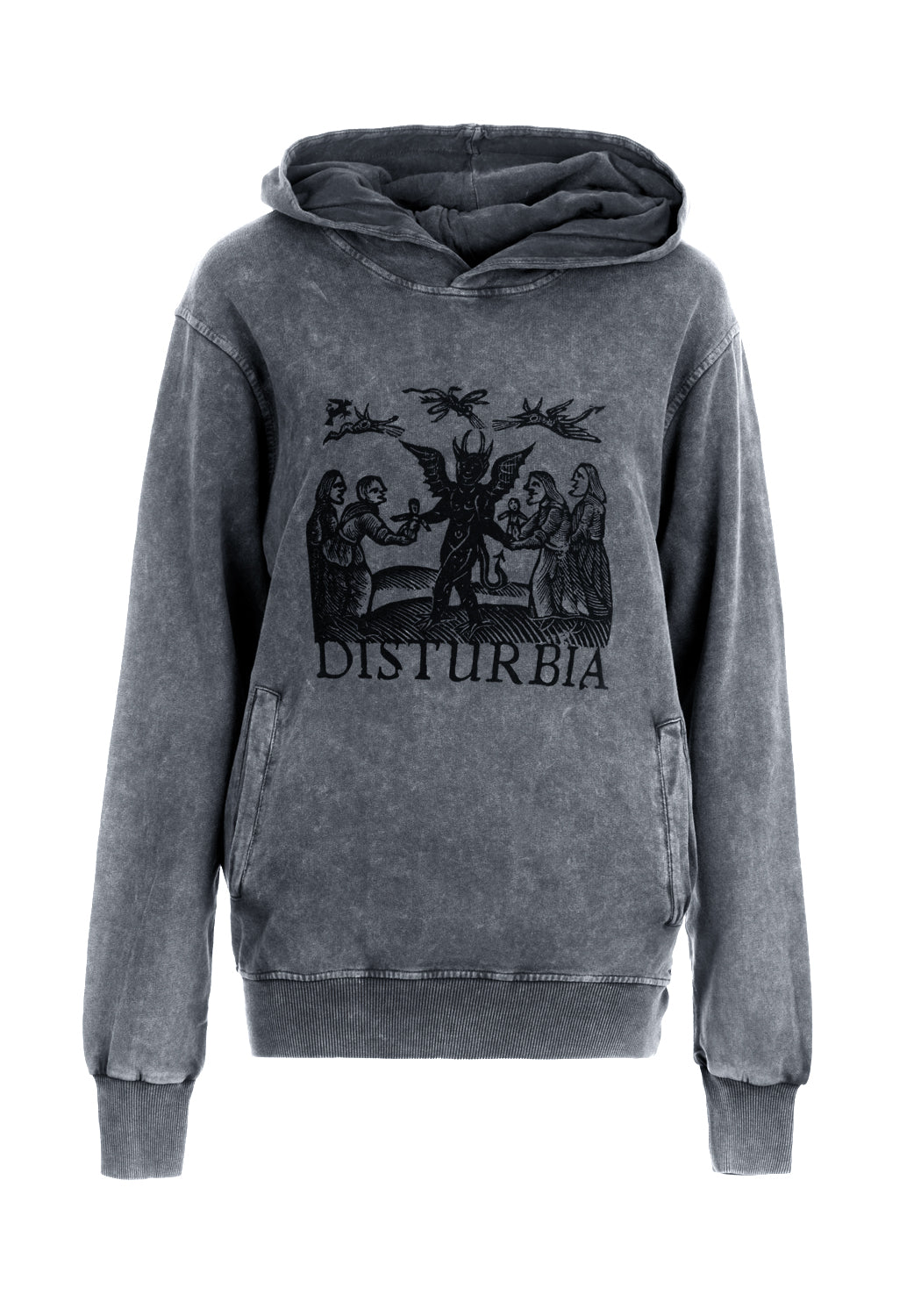 Disturbia | Devil Grey Acid Wash Pullover Hoody | Hoodies