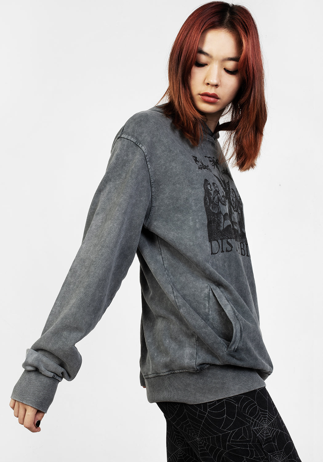 Disturbia | Devil Grey Acid Wash Pullover Hoody | Hoodies