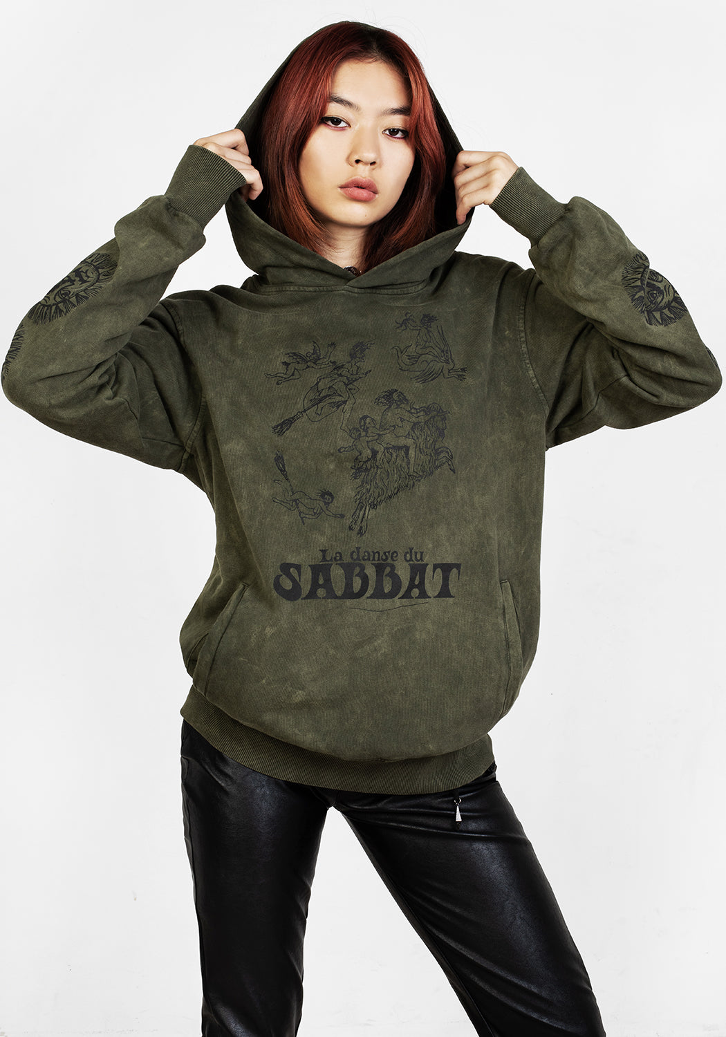 Disturbia | Sabbat and Sun Green Acid Wash Pullover Hoody | Hoodies
