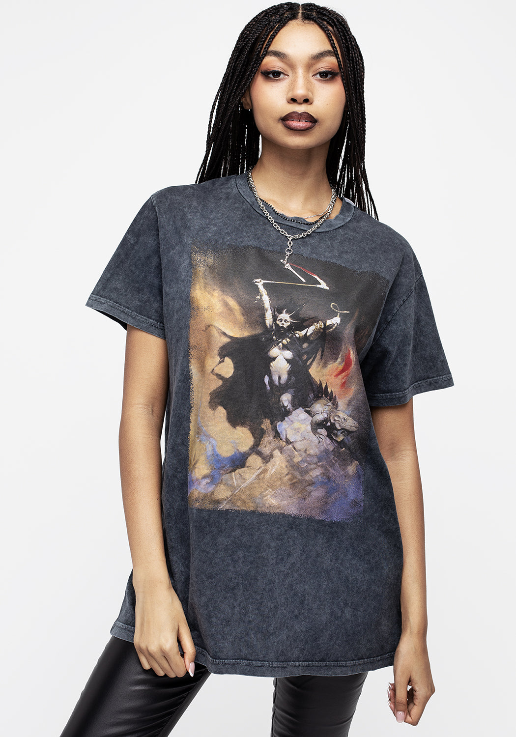 Disturbia | Frazetta Woman with Scythe Short Sleeve T-Shirt | T-Shirts