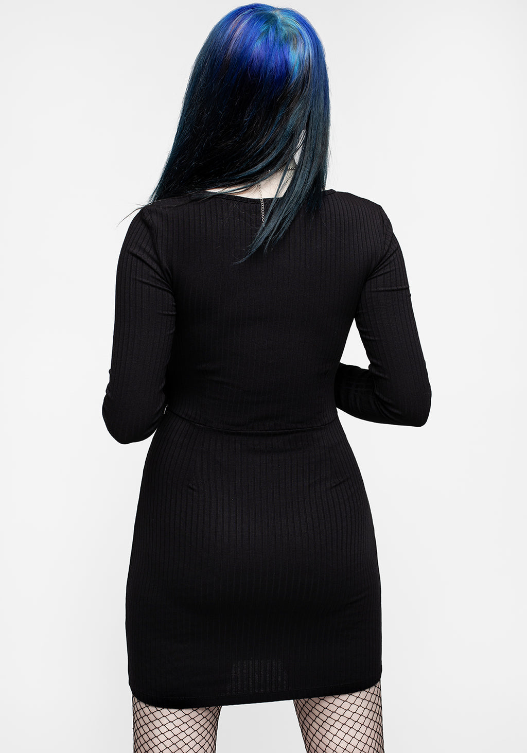 Disturbia | Ebony Plunging Neckline Rib Bodycon Mini Dress | Dresses
