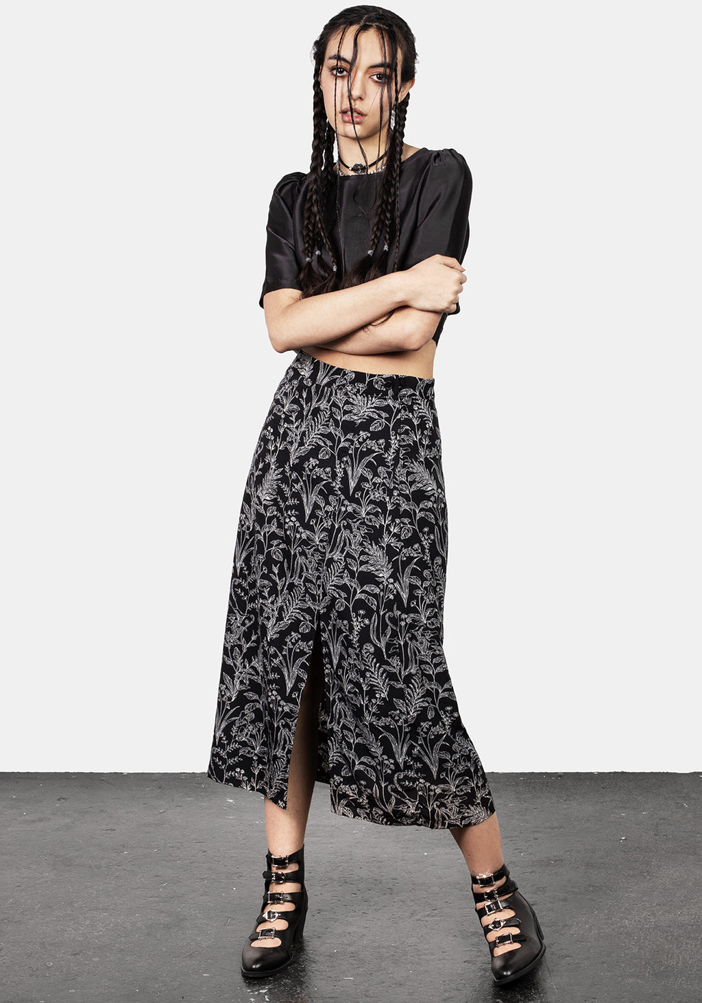 Disturbia | Siofra Mock Wrap Floral Print Skirt | Skirts