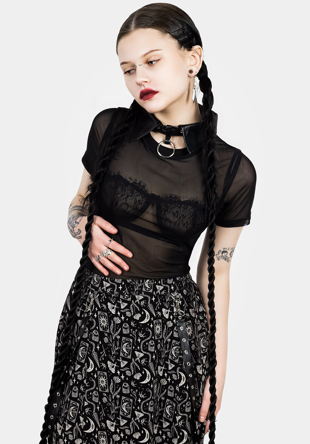 Disturbia | Lita Mesh Detachable Collar Crop Top | Tops